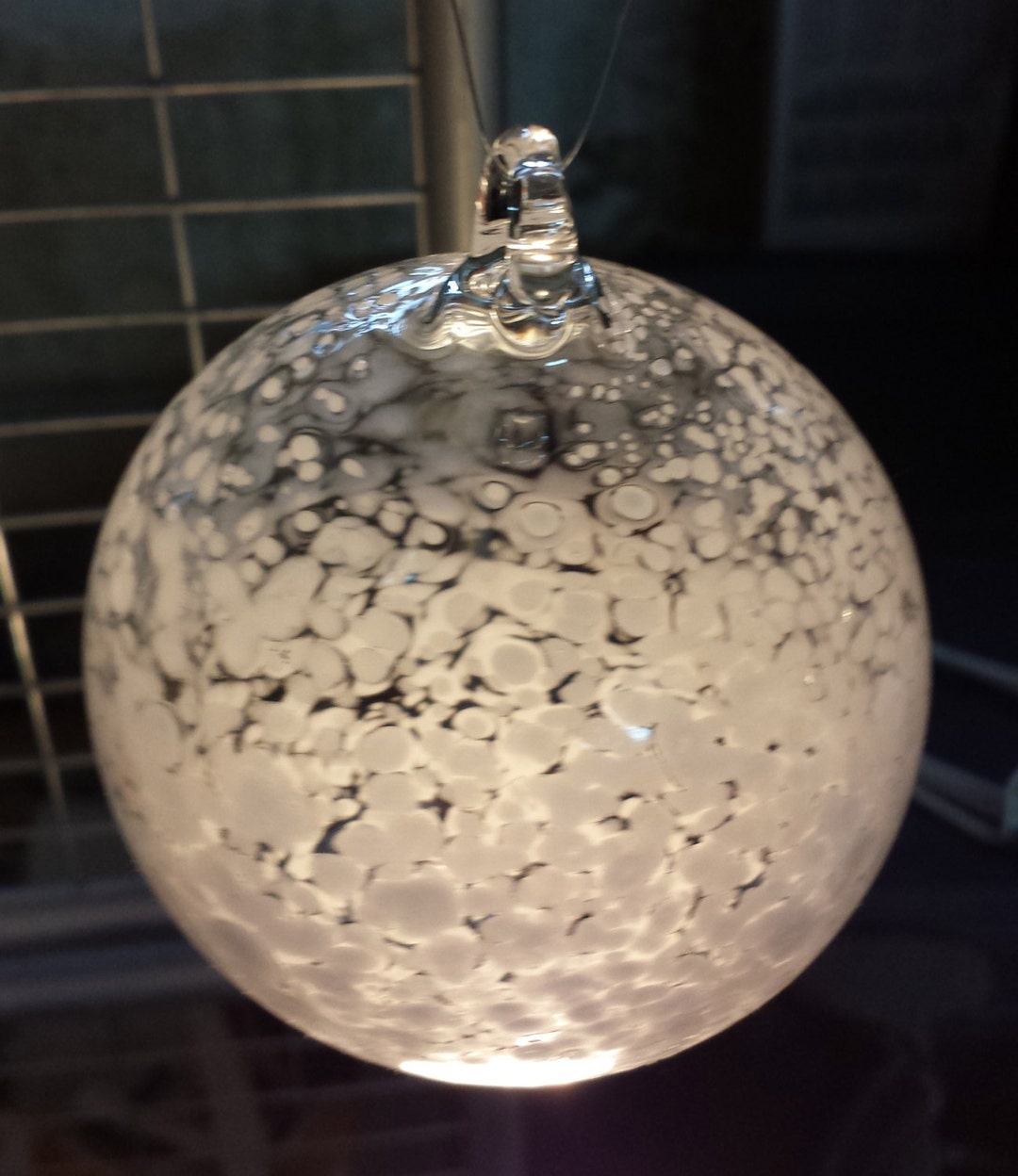 Large Glass Snowball Ornament Hand Blown by Jenn Goodale - Etsy