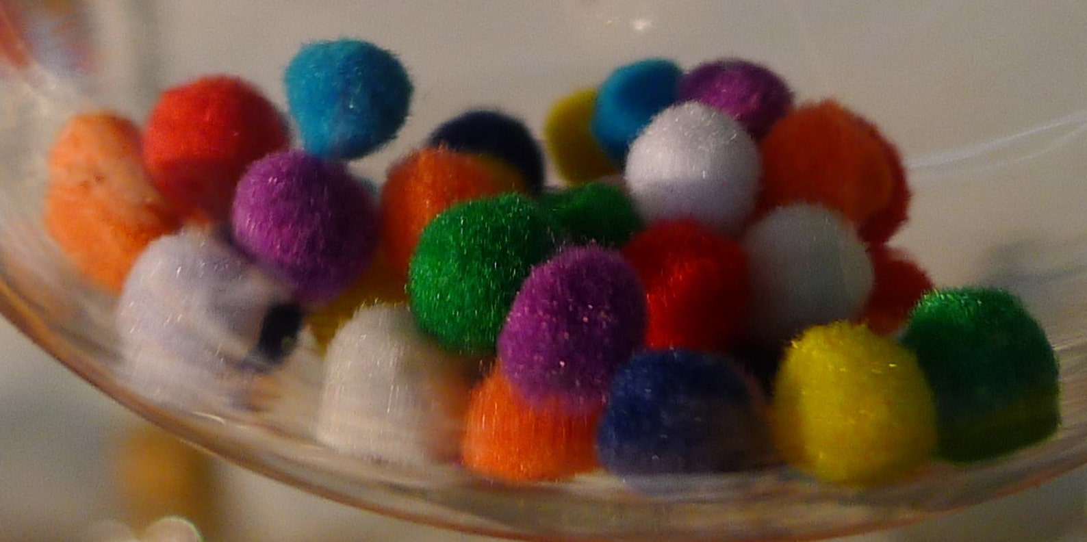 Clear Glass Ornament With Pom Poms Hand Blown and Sculpted - Etsy