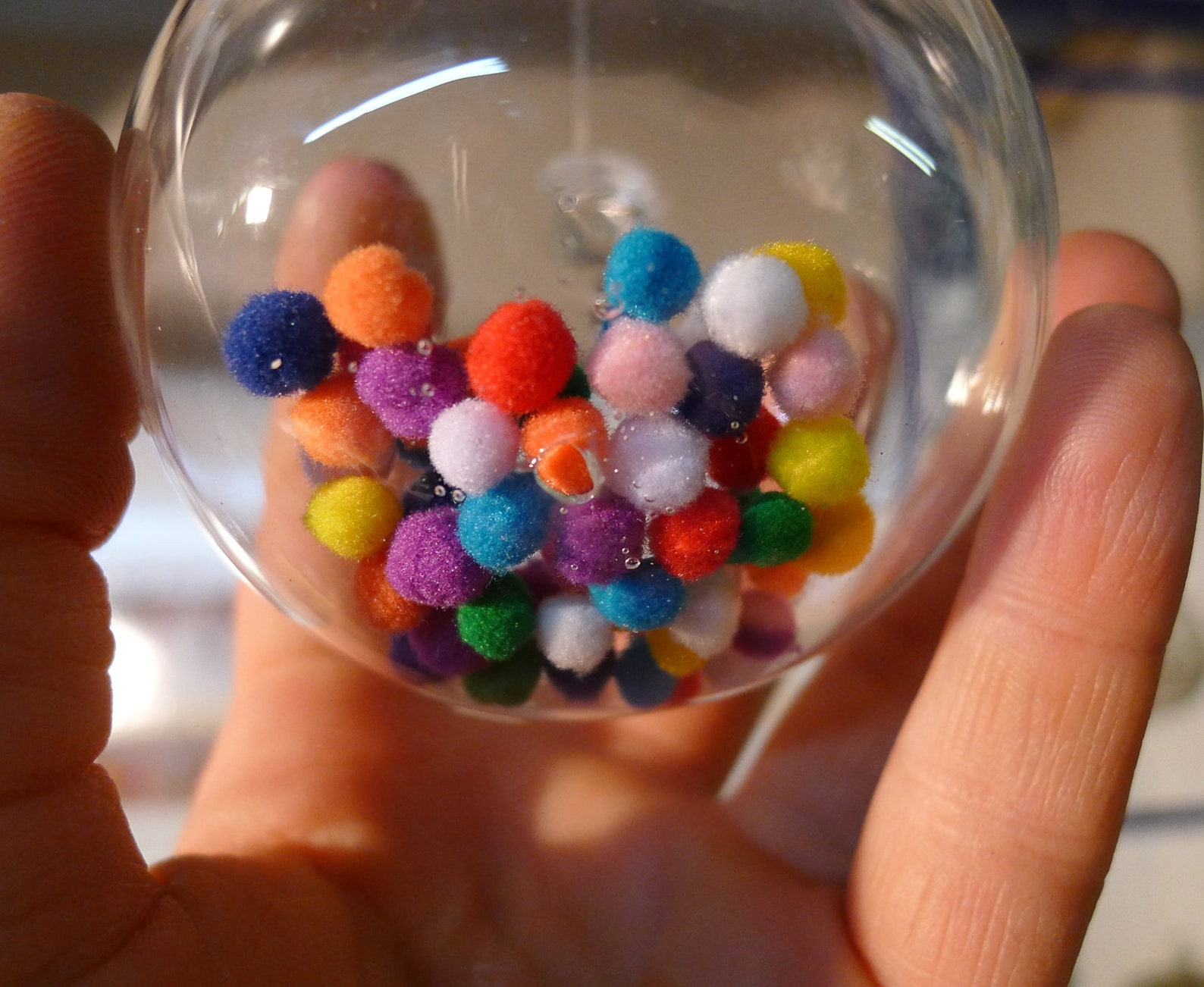 Clear Glass Ornament With Pom Poms Hand Blown and Sculpted - Etsy