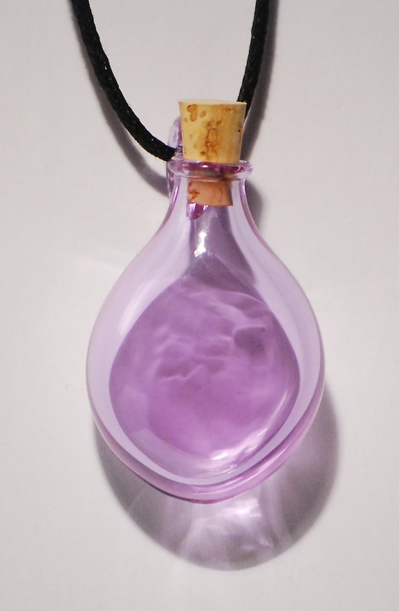 One Hand Blown Colored Glass Bottle Pendant Hand Sculpted by | Etsy