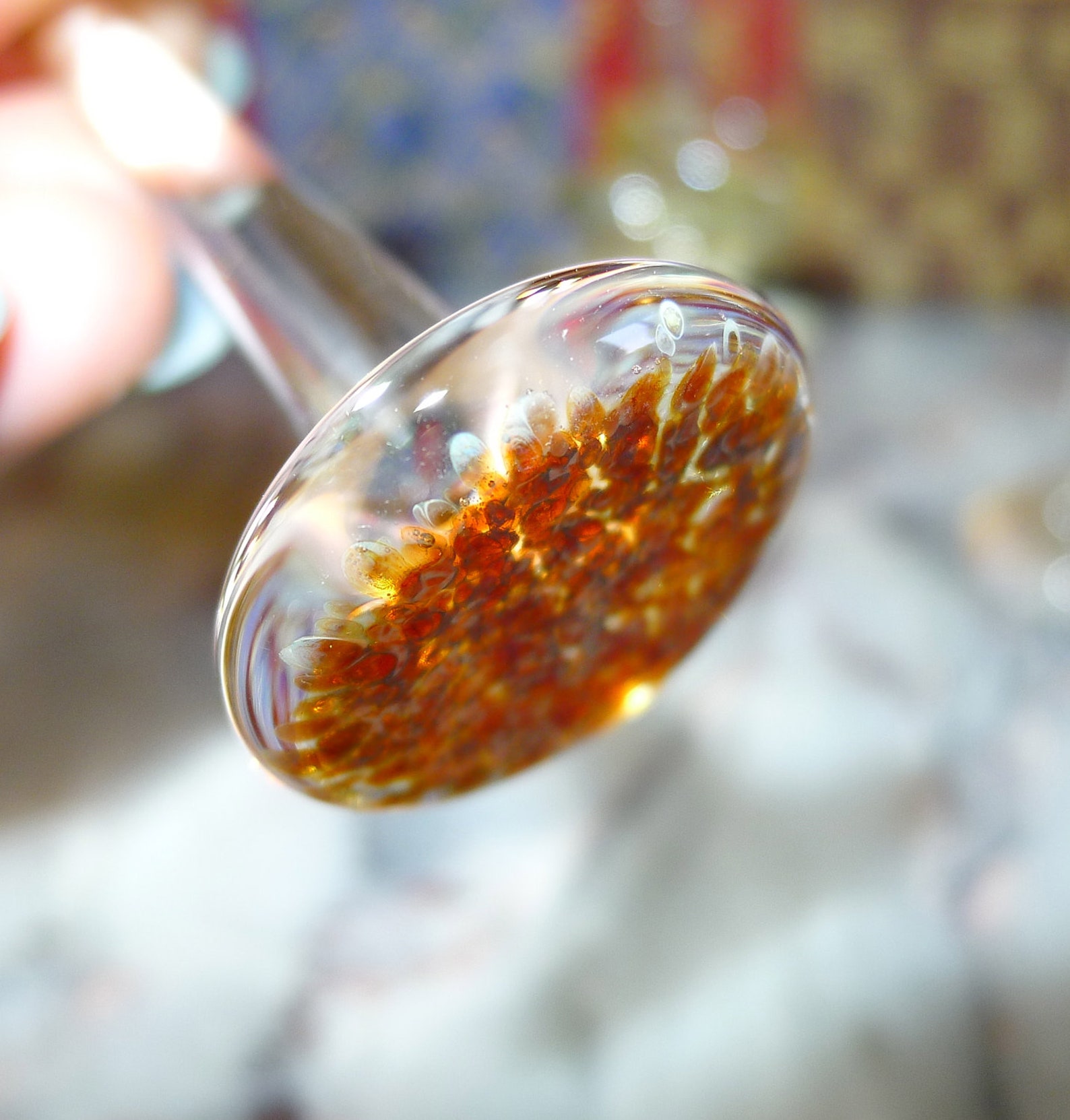 One Double Amber Purple Colored Glass Ring Holder Hand Sculpted by Jenn ...