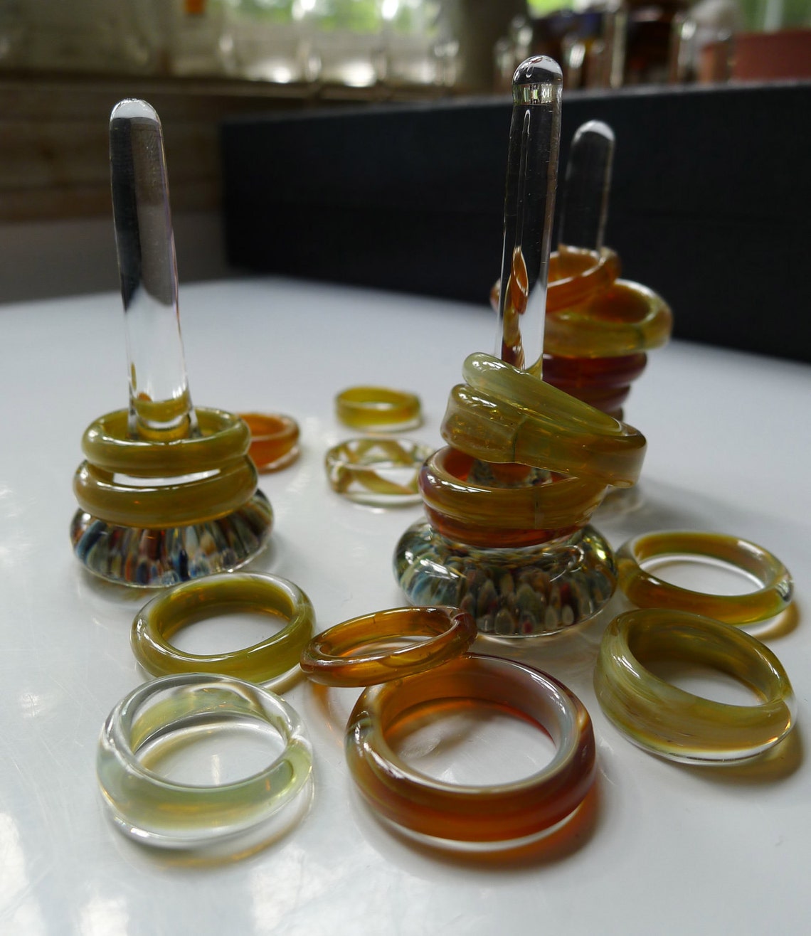 One Multi Colored Glass Ring Holder Hand Sculpted by Jenn | Etsy