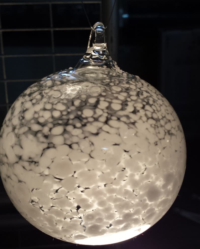 Large Glass Snowball Ornament Hand Blown by Jenn Goodale | Etsy