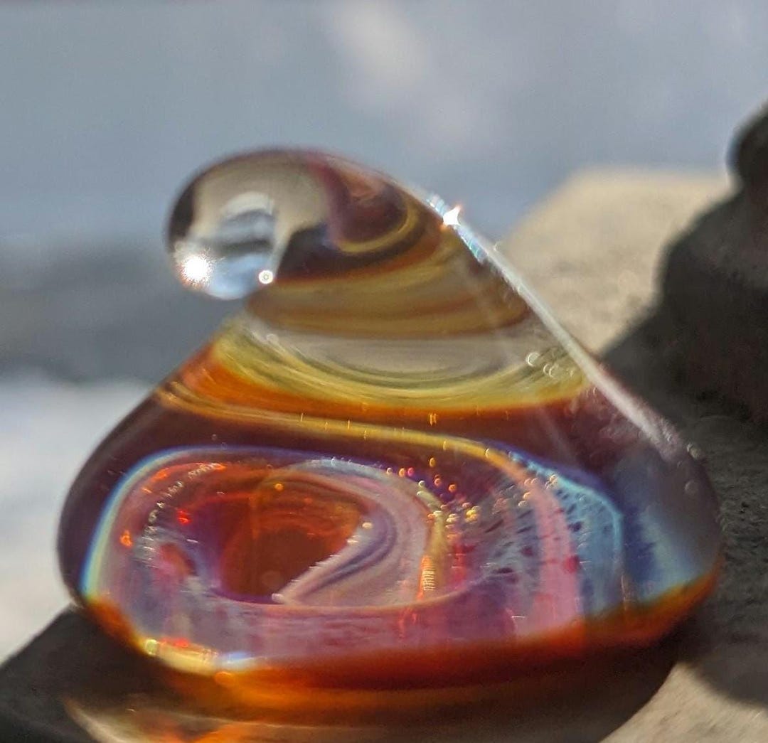 One Flameworked Double Amber Swirl Glass Kiss Hand Sculpted by Jenn ...