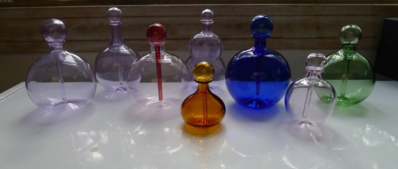 Transparent Green Glass Perfume Bottle With Stopper Hand Blown by Jenn ...
