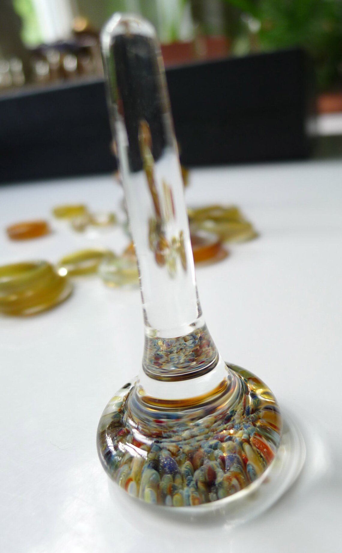 One Multi Colored Glass Ring Holder Hand Sculpted by Jenn | Etsy