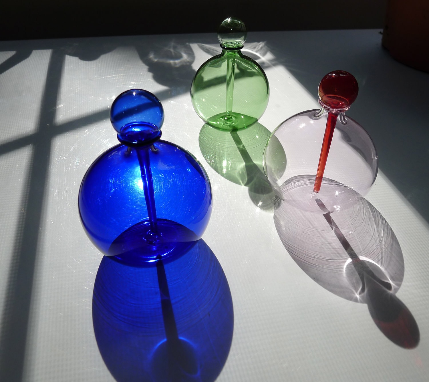 Transparent Green Glass Perfume Bottle With Stopper Hand Blown by Jenn ...