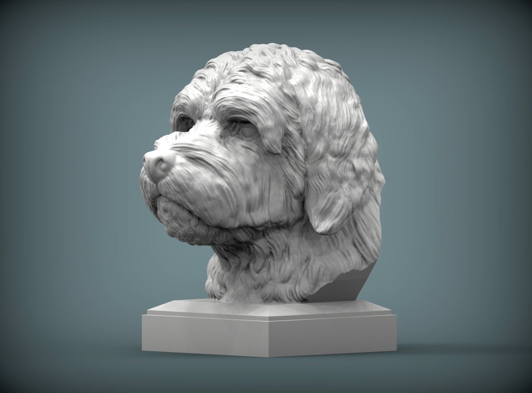 Goldendoodle Bust Figurine - 3D Printed Dog Statue - Pet Memorial ...