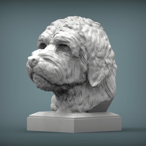 Goldendoodle Bust Figurine - 3D Printed Dog Statue - Pet Memorial ...