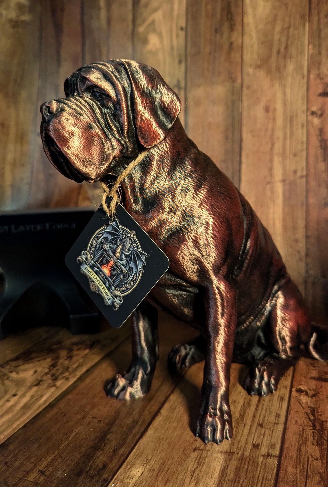 3D Printed Mastiff Figurine: Silk PLA Dog Statue, Home Decor - Etsy
