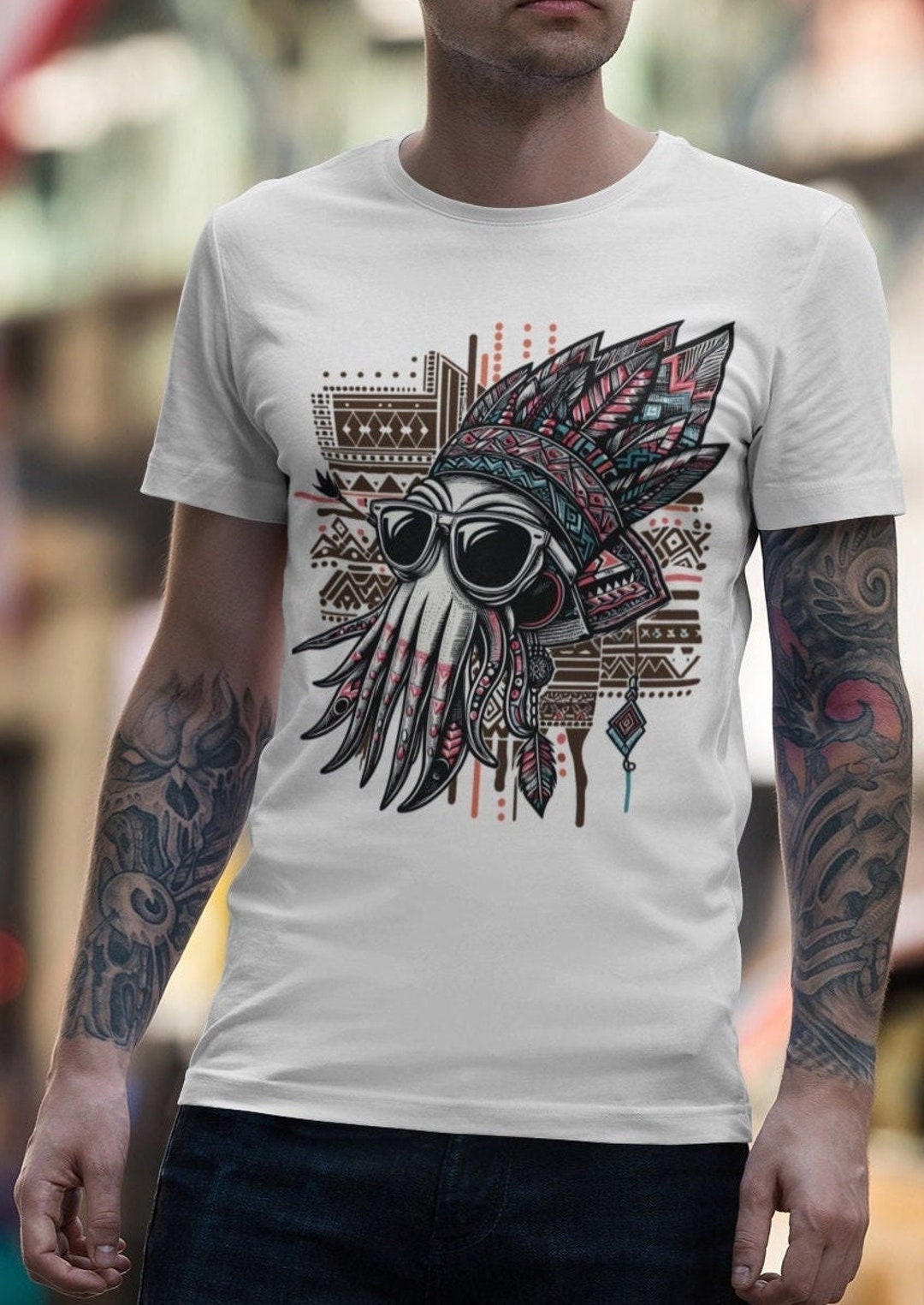 Indian Chief Octopus T-shirt: Urban Style Design With Tribal Fusion and ...