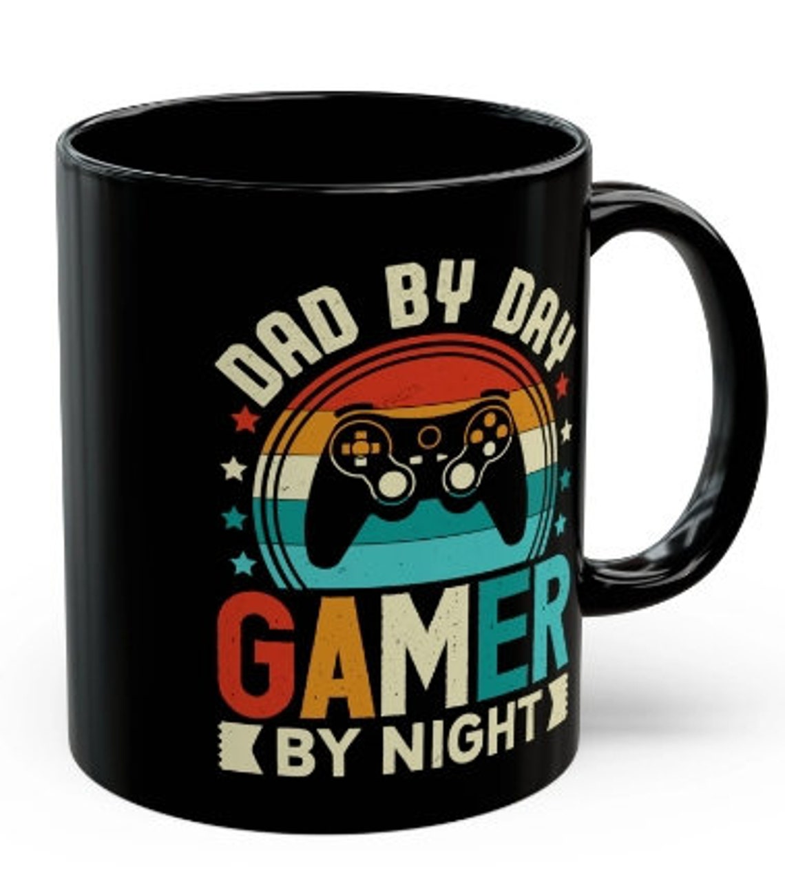 Dad by Day Gamer by Night Mug, Gamer Mug, Black Mug, Gamer Dad Mug ...