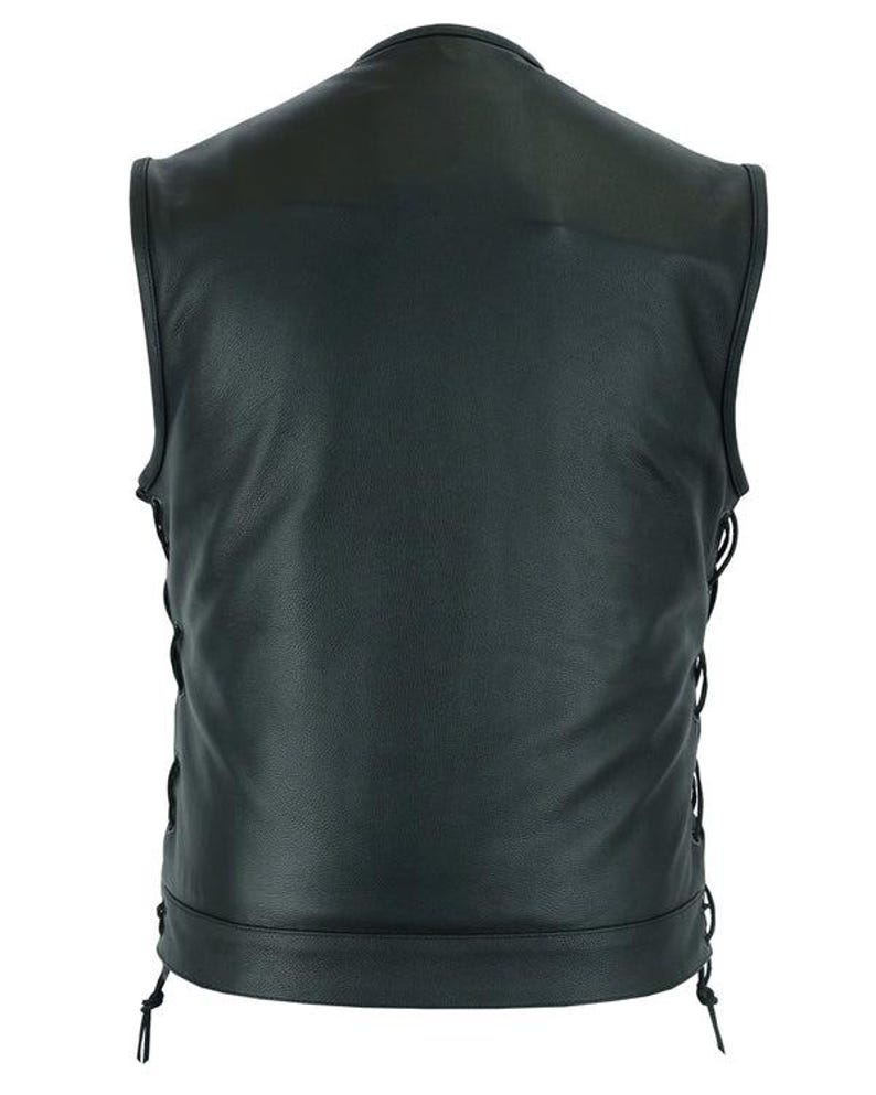 Pro USA Upgraded Outlaw Cowhide Leather Motorcycle Vest, Gun Pockets ...