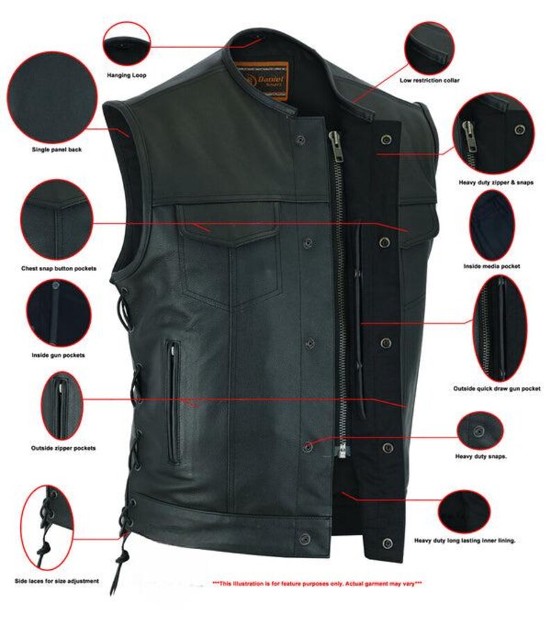 Pro USA Upgraded Outlaw Leather Motorcycle Club Vest Gun Pocket ...