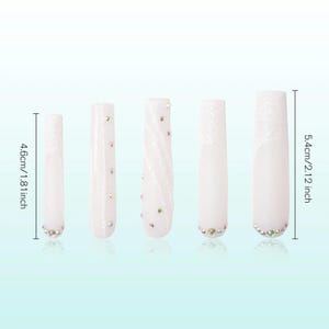 Elegant White Glitter Press-on Nails With Rhinestone Accents Christmas ...