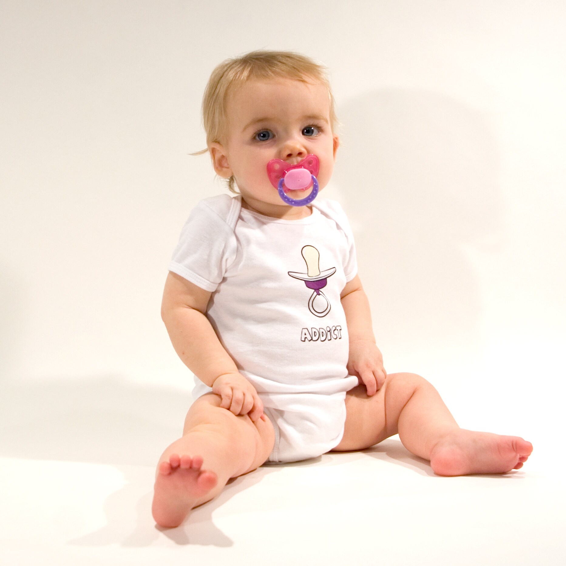 PACIFIER ADDICT Funny Baby Onesie Graphic Print Prpl Nrpl Limited ...