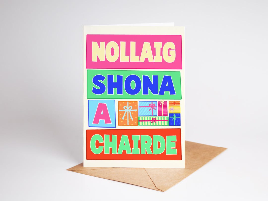 10 Pack Colourful Irish Christmas Cards | Nollaig Shona a Chairde | Eco ...