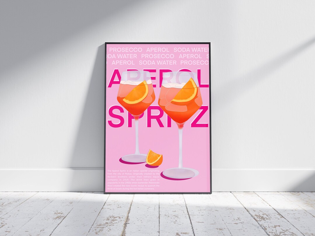 Aperol Spritz Print | Cocktail Poster | A5, A4 & A3 Prints - Etsy
