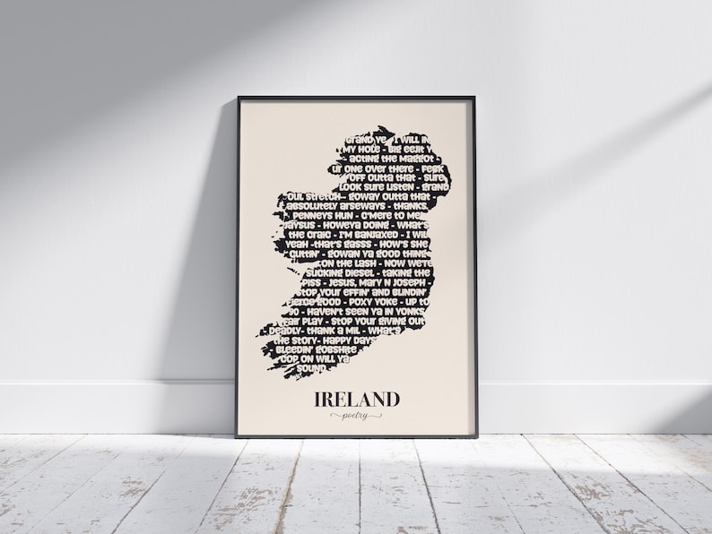 Funny Irish Slang Print: Ireland Map, Irish Poetry - Etsy
