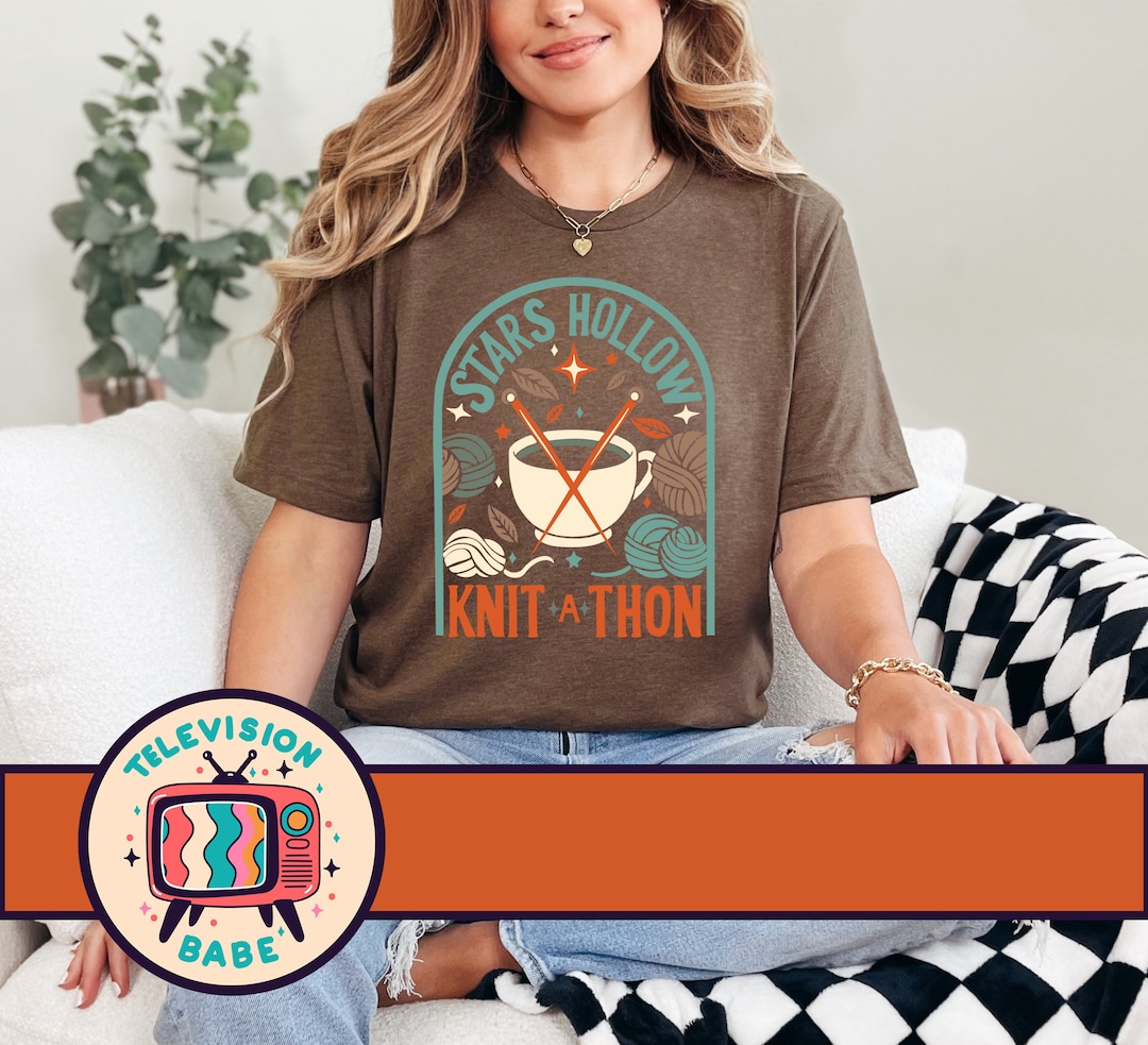 Gilmore Girls Knitting Tee Knit A Thon T-shirt Fall Cozy Vibes Stars ...