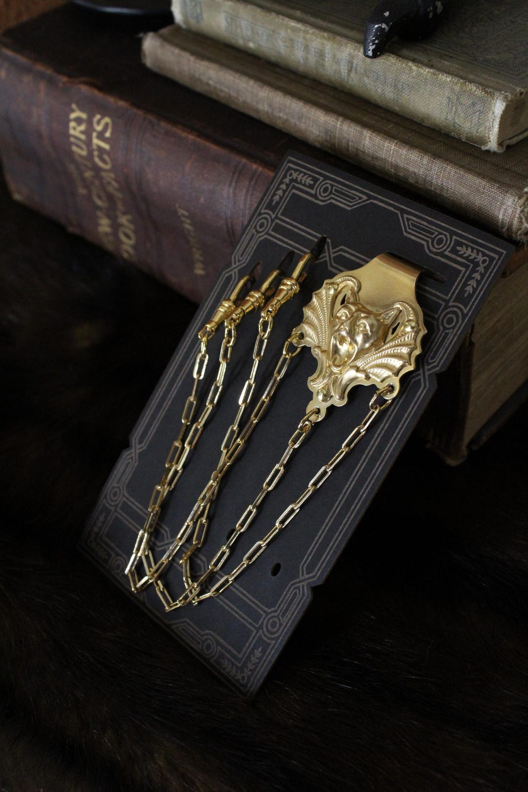 Brass Gargoyle Bat Face Chatelaine - Etsy