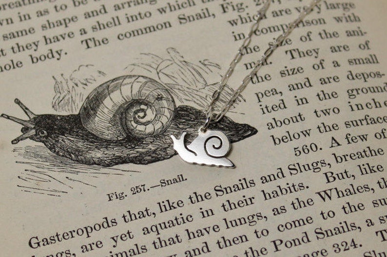 Snail Hand Cut Small Sterling Silver Necklace - Etsy