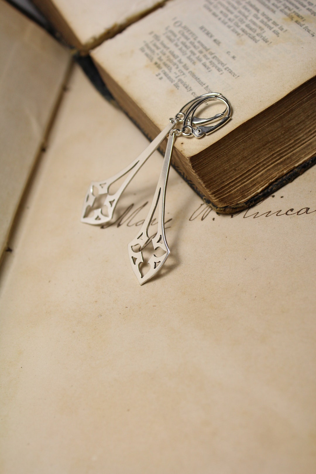 Gothic Cruciform Tracery Earrings Hand Cut Sterling Silver - Etsy