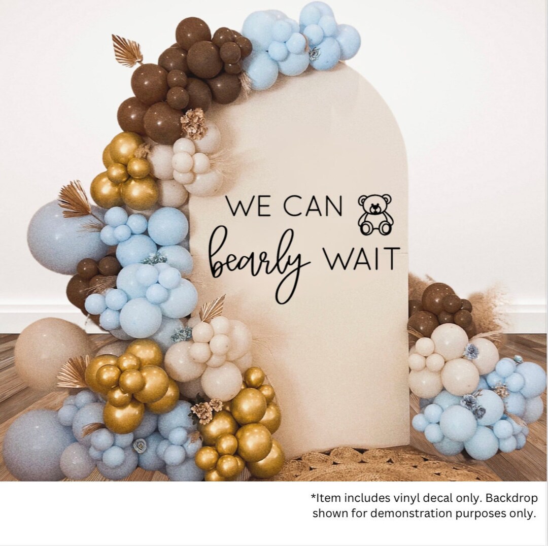 We Can Bearly Wait Backdrop Decal Baby Shower Sign Bear Themed Shower ...