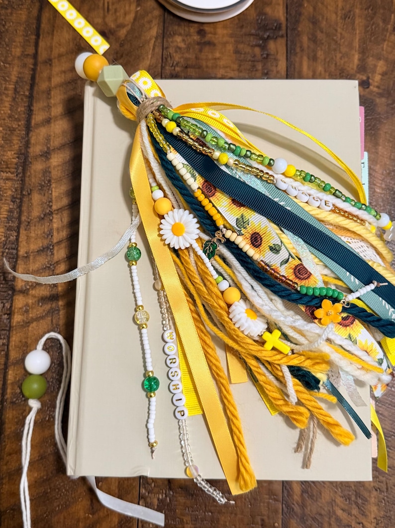Bible Tassel Bookmark • Sunflower Christian Bookmark • Beaded Bible ...