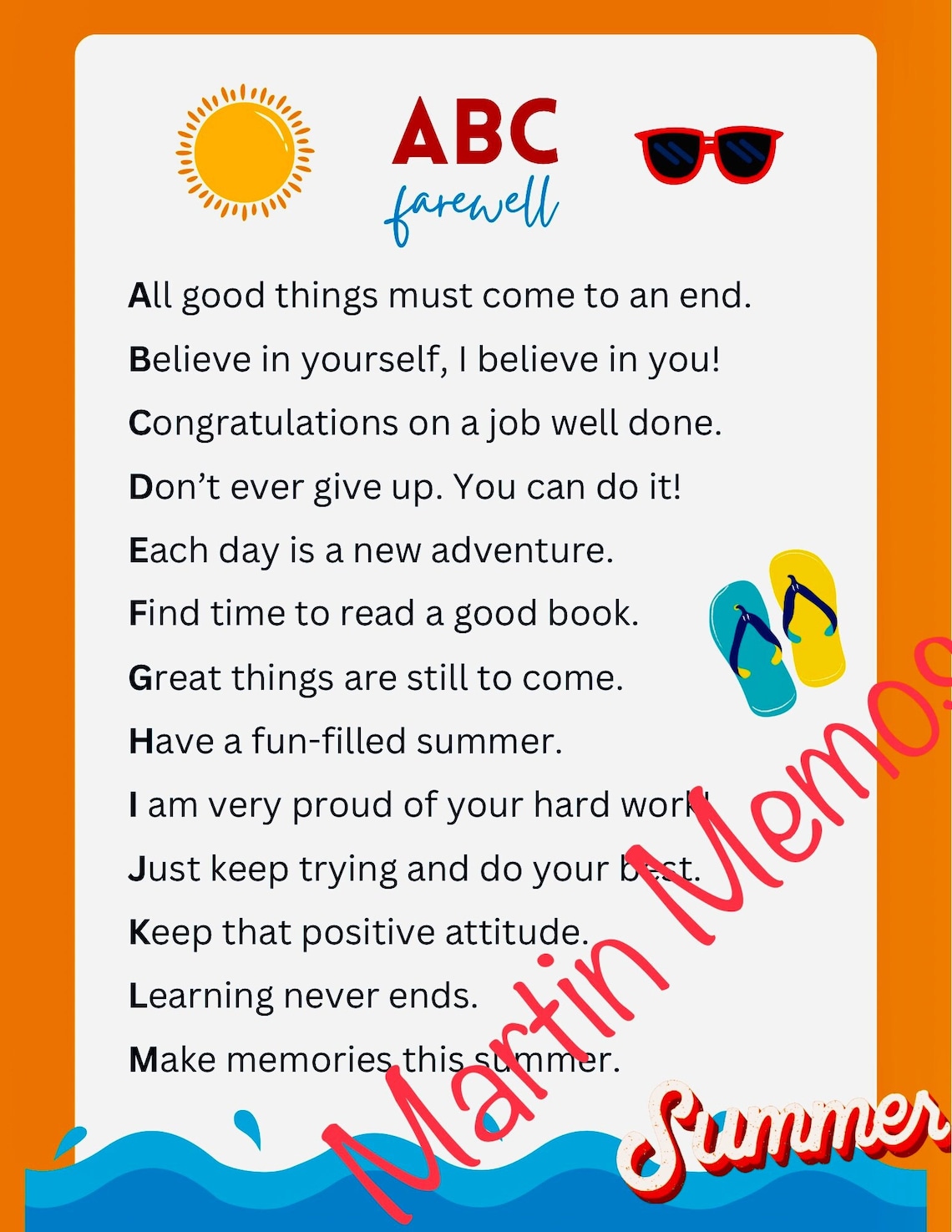 ABC Farewell Poem End-of-school Year - Etsy