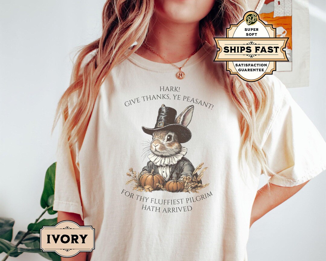 Funny Pilgrim Rabbit Thanksgiving Shirt, Cute Bunny Tee, Bunny Lover ...