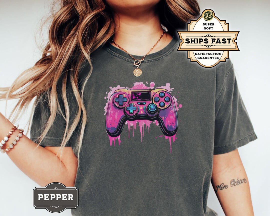 Neon Drip Gamer Shirt, Dripping Paint Retro Controller Gift for Gamers ...