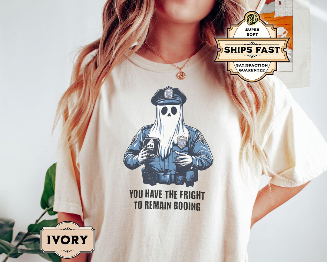 Ghost Police Officer Costume Shirt, Halloween Cop T-shirt, Police ...