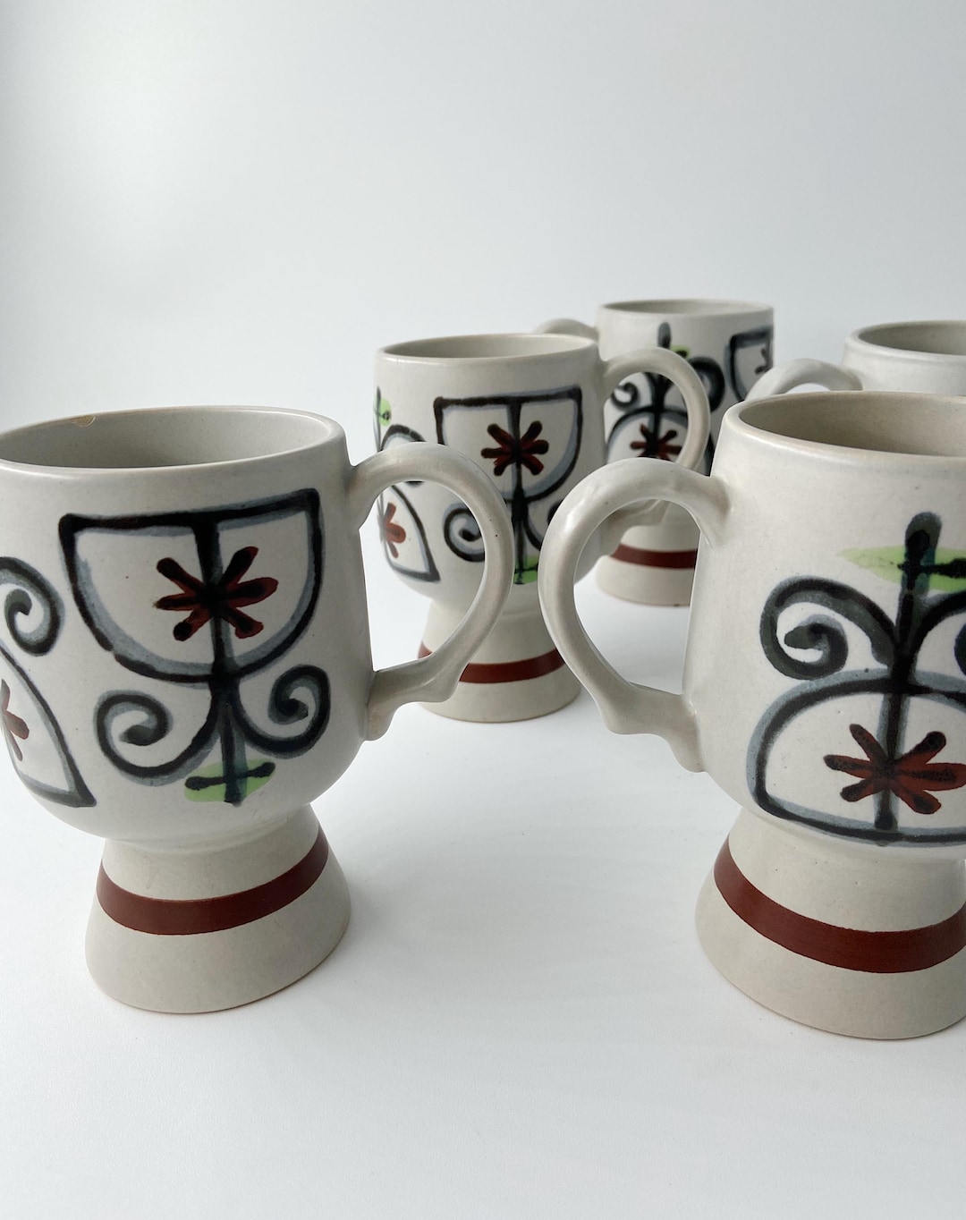 Picasso Set of Modernist 60s Ceramic Cups Hand Painted Vintage ...