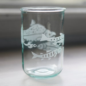 Salmon Fish Recycled Glass Cup - Fishing Eco Glass Tumbler for Drinking ...
