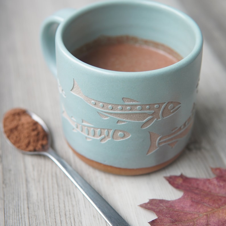 Salmon Fish Mug - Sockeye Life Cycle Handmade Pottery - Etsy Canada