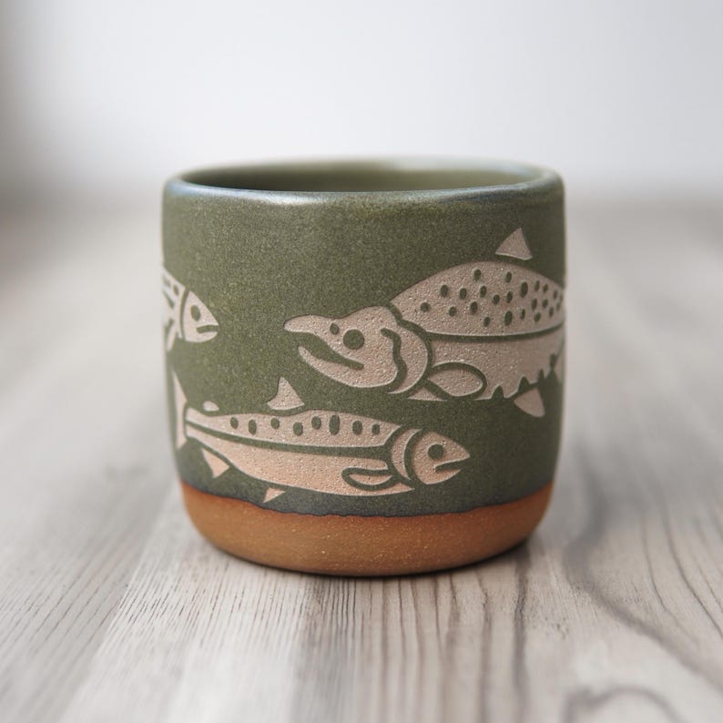 Salmon Fish Mug - Sockeye Life Cycle Handmade Pottery - Etsy