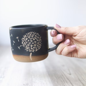 Dandelion Flower Mug Floral Rustic Pottery for Wishes and Good - Etsy