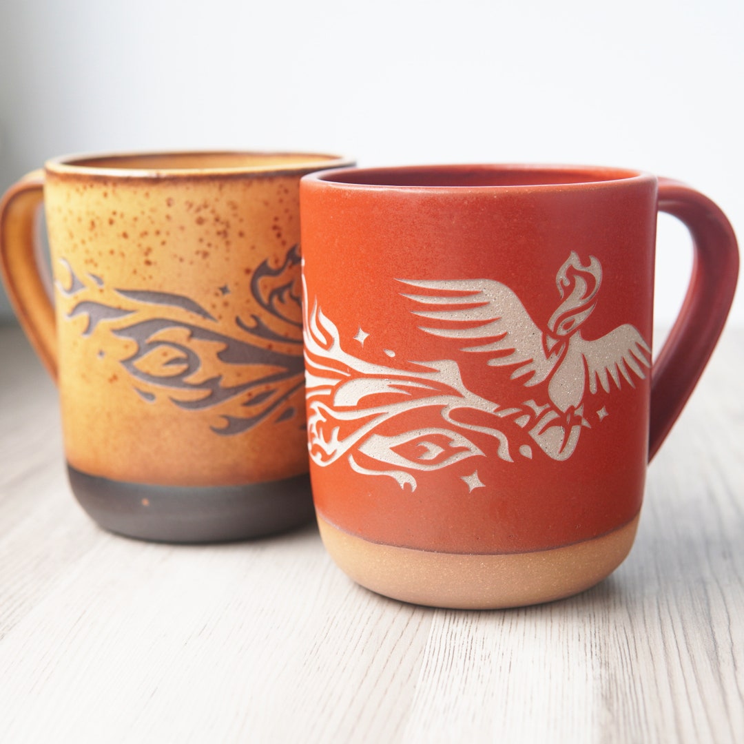 Phoenix Mug Flaming Bird of Renewal Farmhouse Style Engraved - Etsy