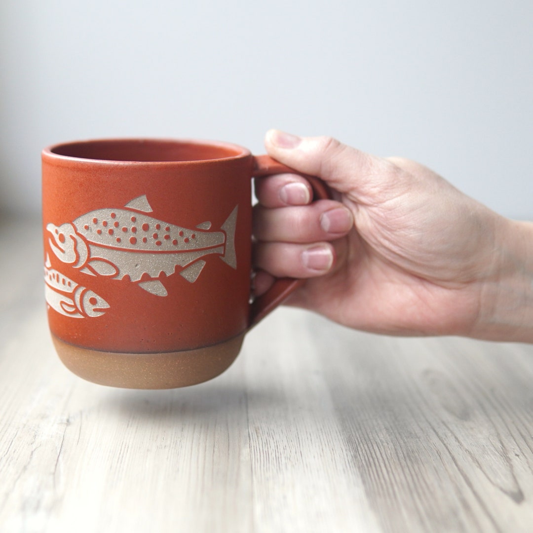 Salmon Fish Mug Sockeye Life Cycle Handmade Pottery - Etsy