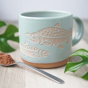 Salmon Fish Mug - Sockeye Life Cycle Handmade Pottery - Etsy