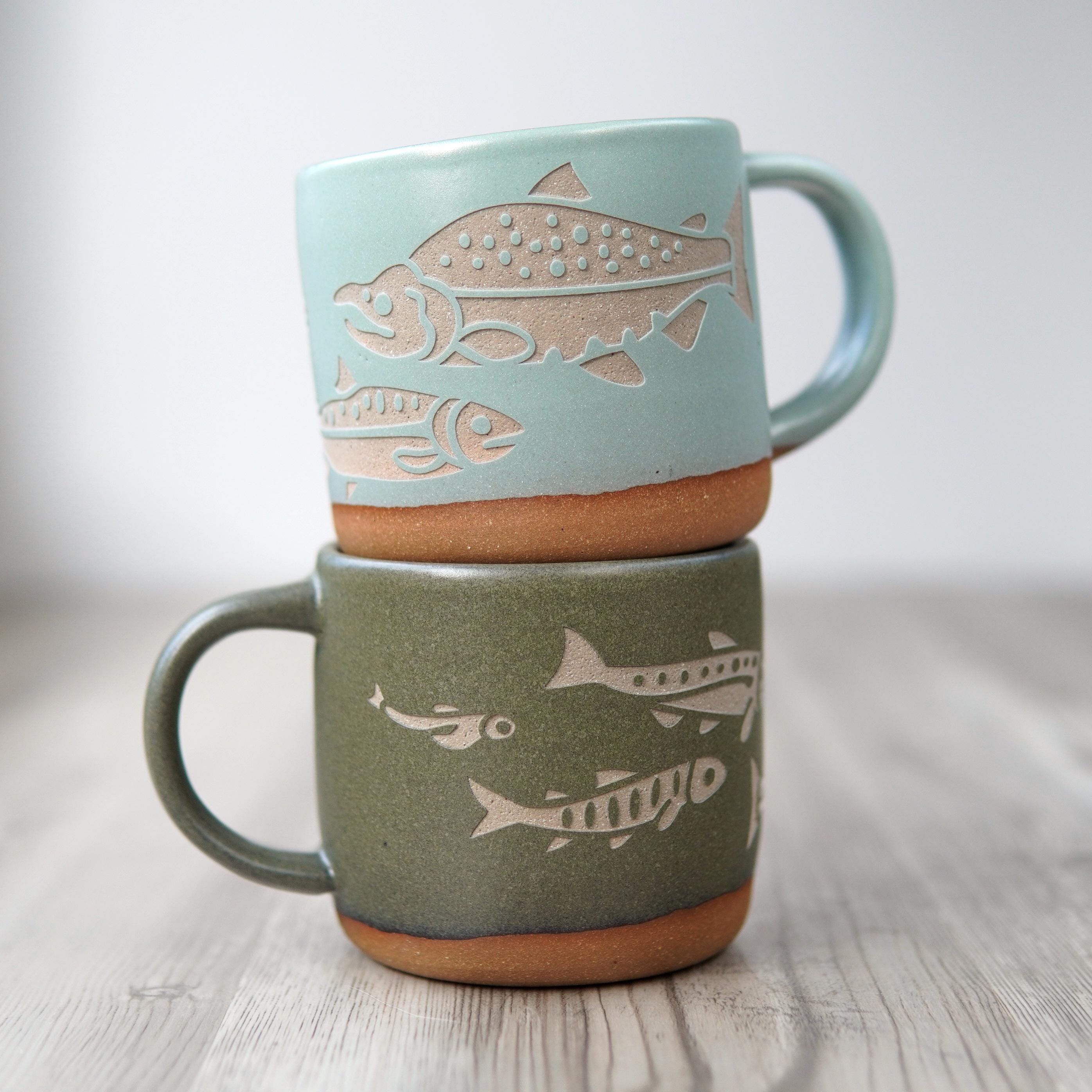 Salmon Fish Mug - Sockeye Life Cycle Handmade Pottery - Etsy Canada