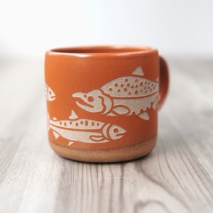 Salmon Fish Mug Sockeye Life Cycle Handmade Pottery - Etsy