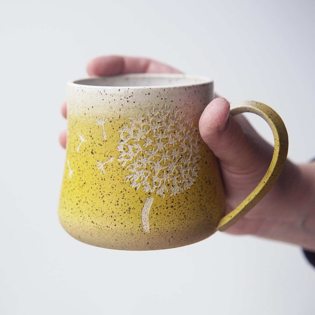 Dandelion Flower Mug Floral Rustic Pottery for Wishes and Good Luck - Etsy
