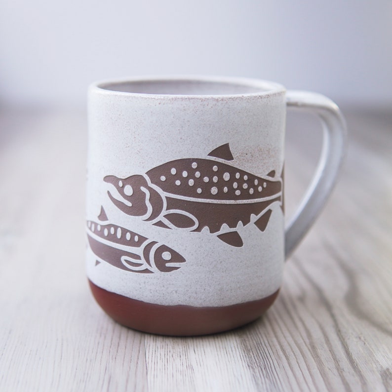 Salmon Fish Mug Sockeye Life Cycle Handmade Pottery - Etsy