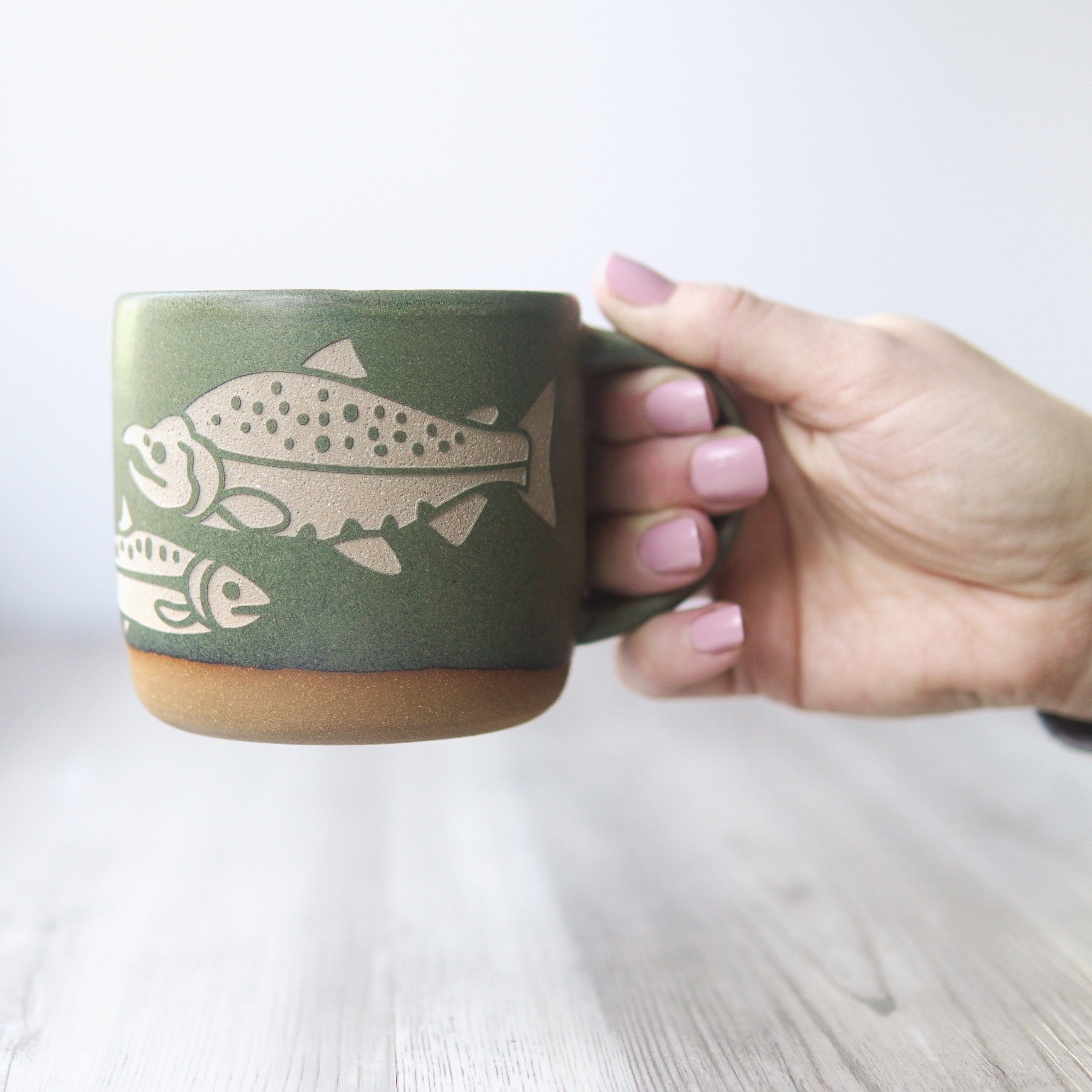 Salmon Fish Mug - Sockeye Life Cycle Handmade Pottery - Etsy