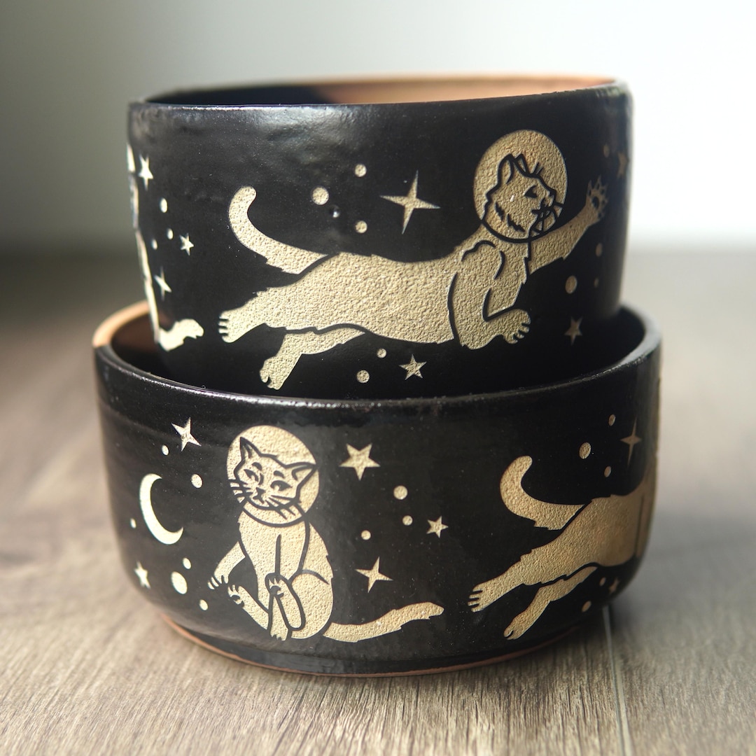 Astronaut Space Cats Bowl - Handmade Celestial Pottery - Etsy