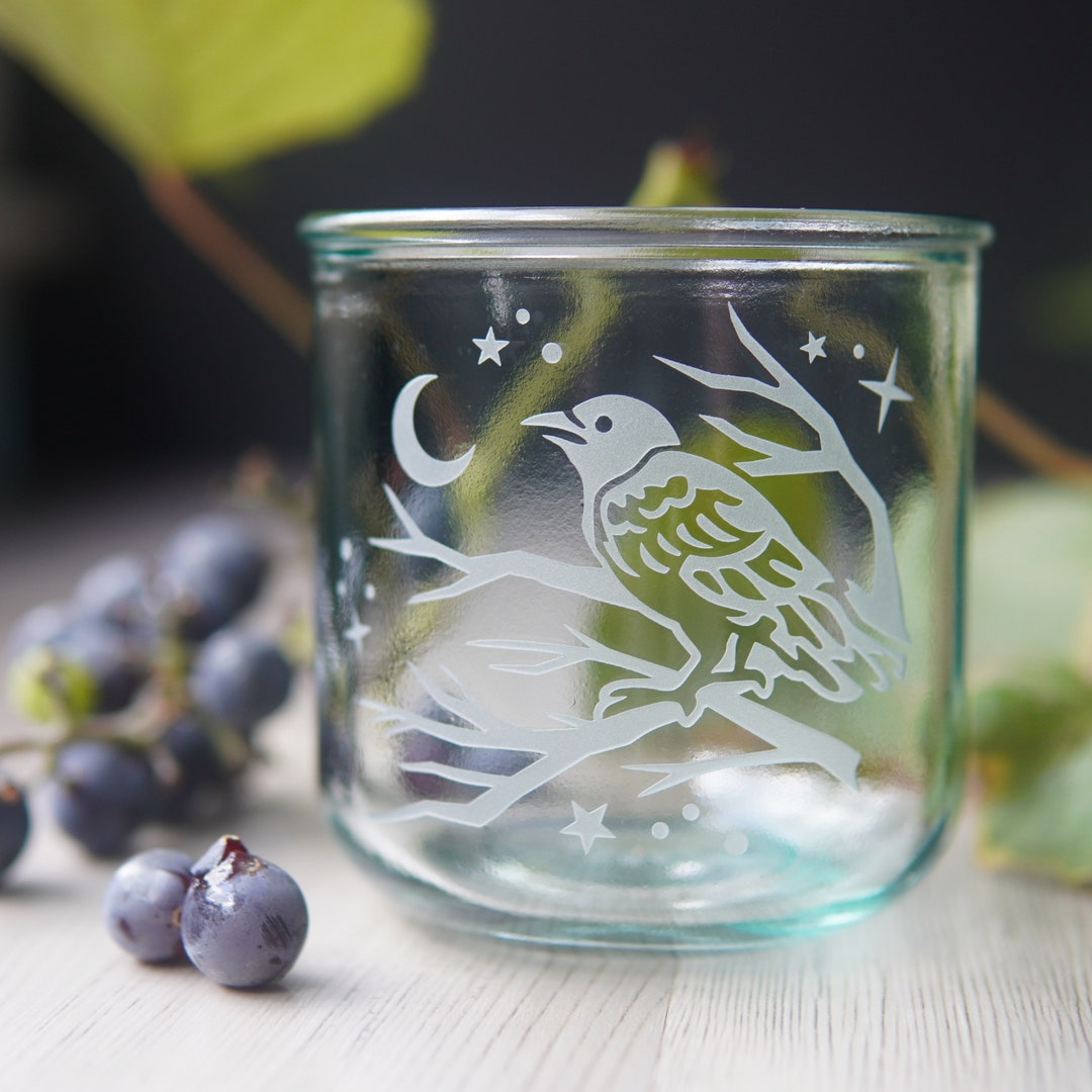 Recycled Glass Crow Cup Bird Eco Glass Tumbler for Drinking - Etsy