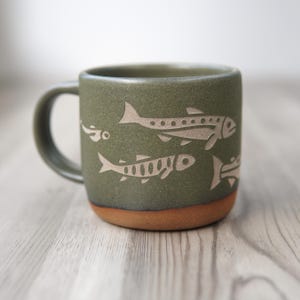 Salmon Fish Mug - Sockeye Life Cycle Handmade Pottery - Etsy