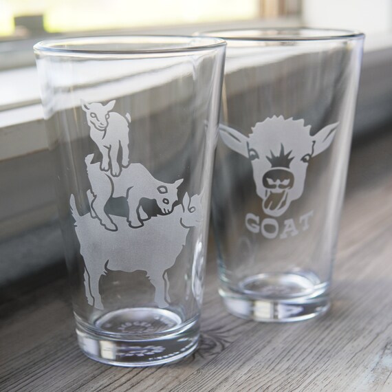GOAT Pint Beer Glass Greatest of All Time Baby Goats Kids - Etsy